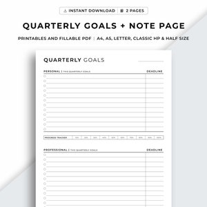 Goal Planner Printable, Quarterly Goals, Goal Setting, Personal Goals ...