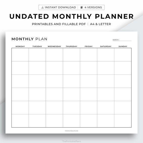 Landscape Monthly Planner - Etsy