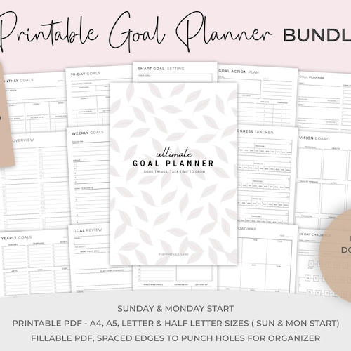 Printable Goal Planner Bundle Daily Weekly Monthly Quarterly - Etsy ...