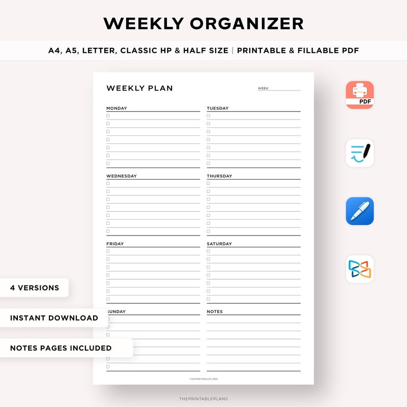 Work Inserts Planner - Etsy