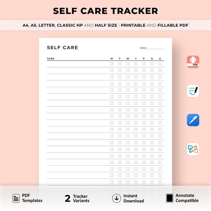 Self Care Checklist - Etsy