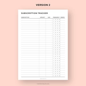 Subscription Tracker Printable, Membership Tracker, Subscription ...