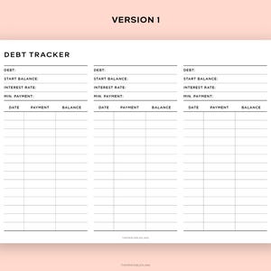 Debt Tracker Printable Landscape, Debt Payoff Log, Debt Overview, Debt ...
