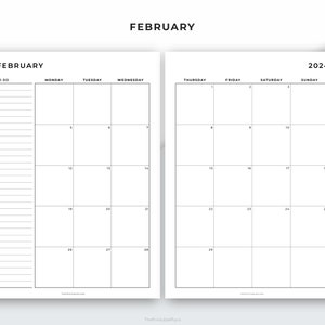 2024 Monthly to Do List on Two Pages, Productivity Monthly Planner ...