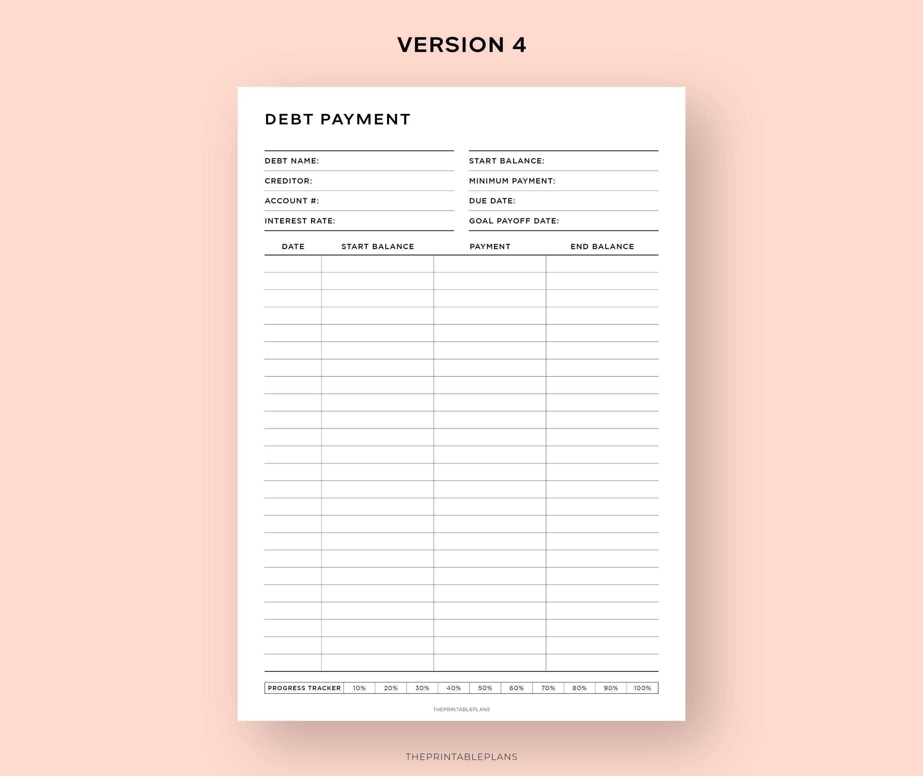 Debt Payment Tracker Printable, Debt Payoff Log, Debt Repayment Plan ...