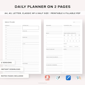 Daily Planner Printable, Hourly Planner, 30 Minute Schedule, Time ...