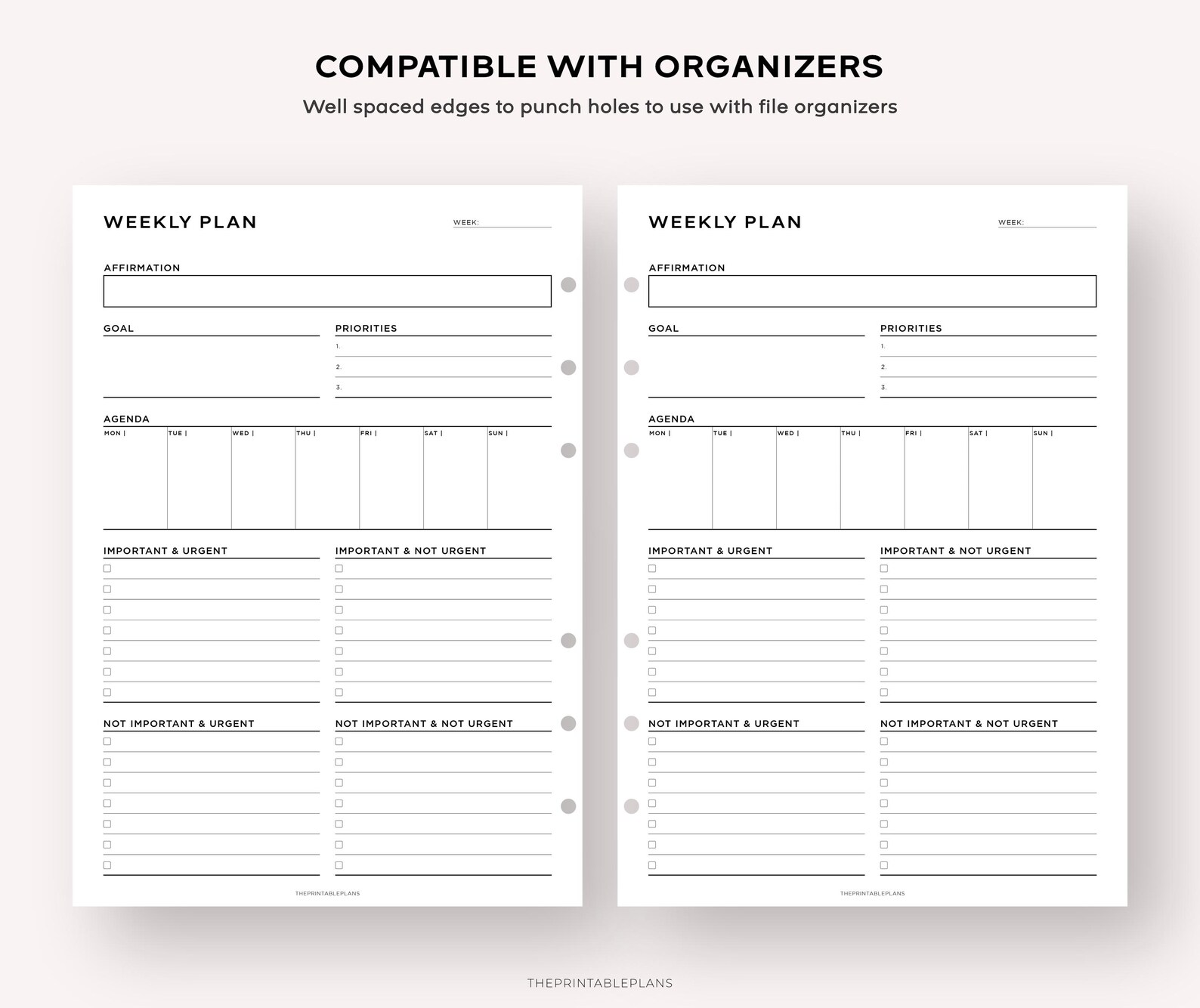 Task Priority Matrix, Weekly Planner Printable, Weekly Productivity ...