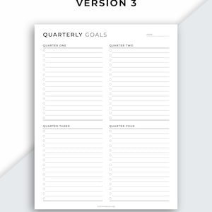 Quarterly Goals, Goal Planner Printable, Goal Setting, Goal Tracker, 3 ...