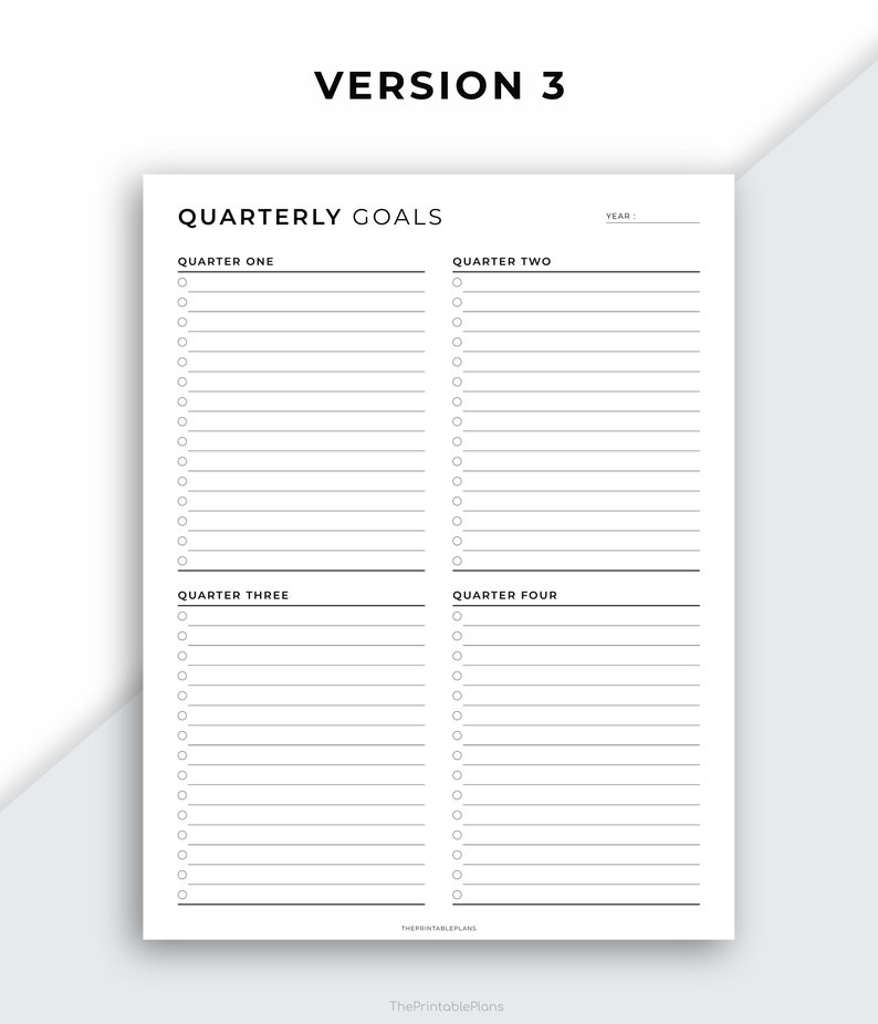 Quarterly Goals, Goal Planner Printable, Goal Setting, Goal Tracker, 3 ...