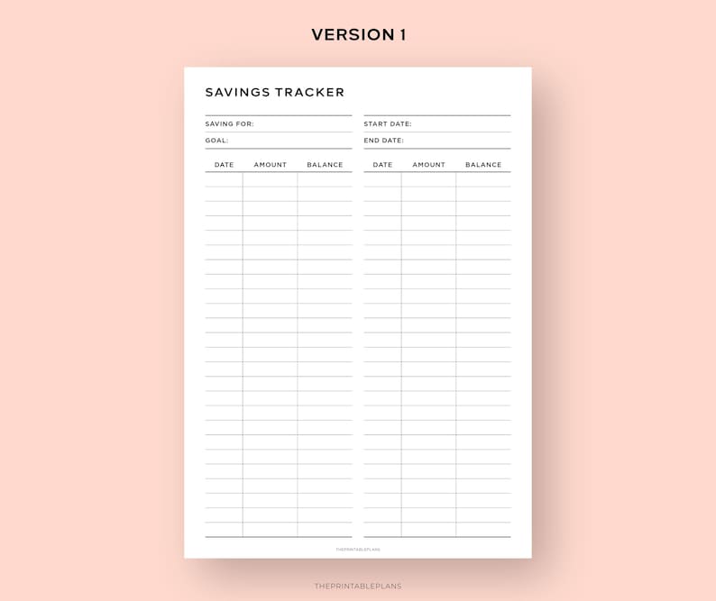 Savings Tracker Printable, Savings Challenge Printable, Saving Goal ...