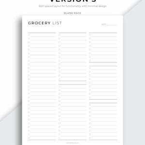 Grocery List Printable Template, Grocery Planner, Food Shopping List ...
