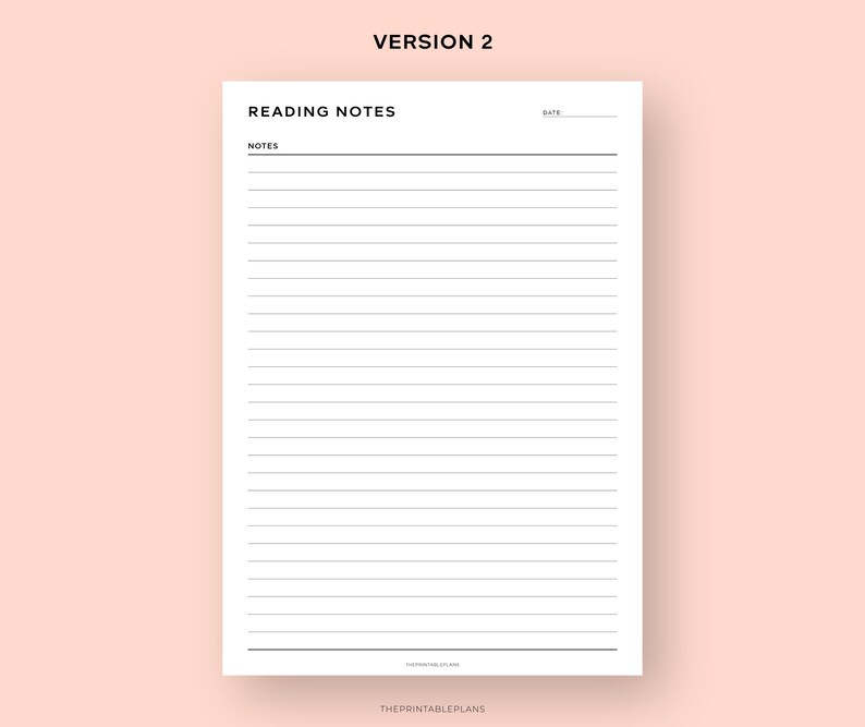 Reading Notes Template Printable, Book Notes Printable, Reading Log ...