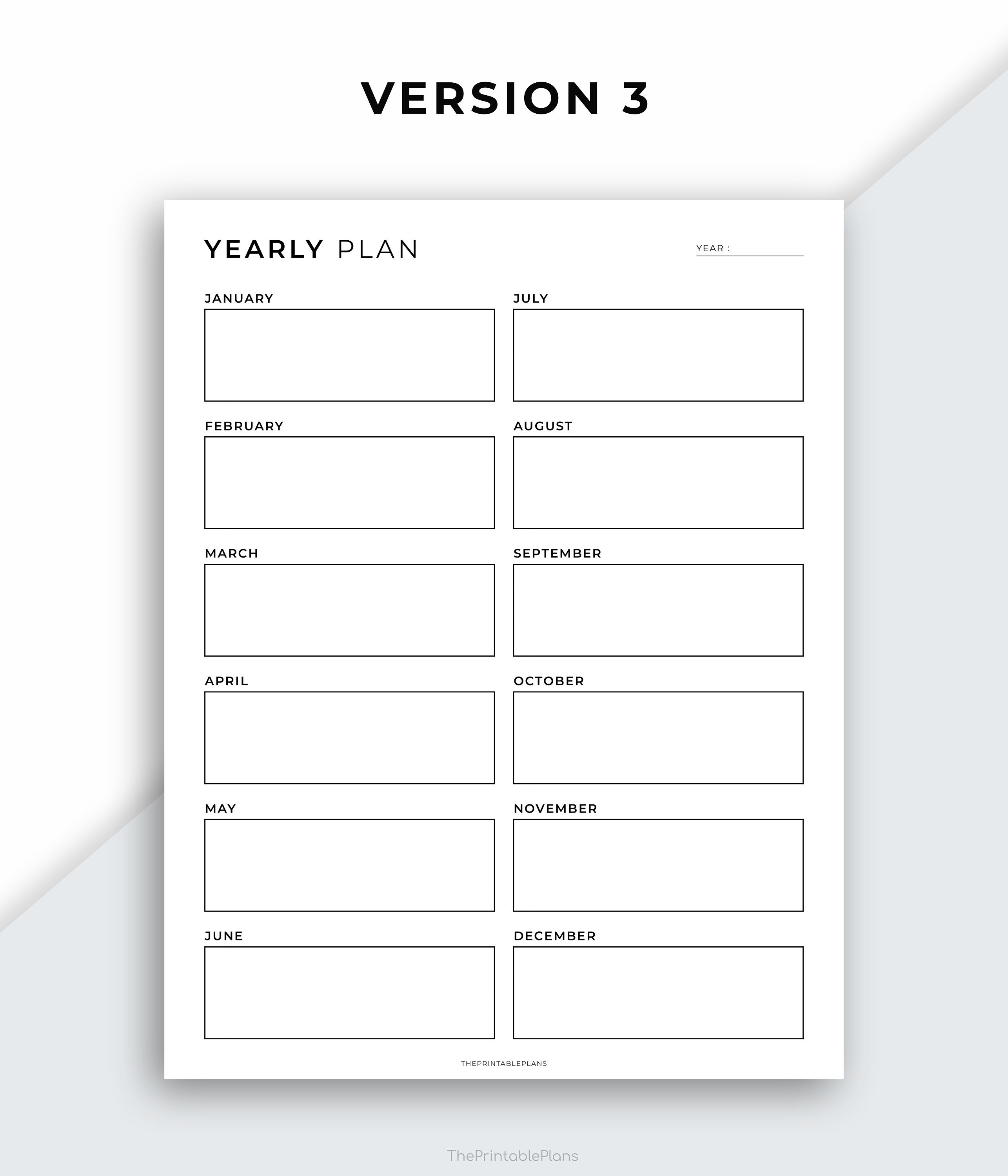 Minimalist Yearly Planner Year at a Glance Annual Overview - Etsy