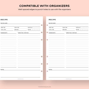 Recipe Book Template Printable, Blank Recipe Page, Cook Book Journal ...