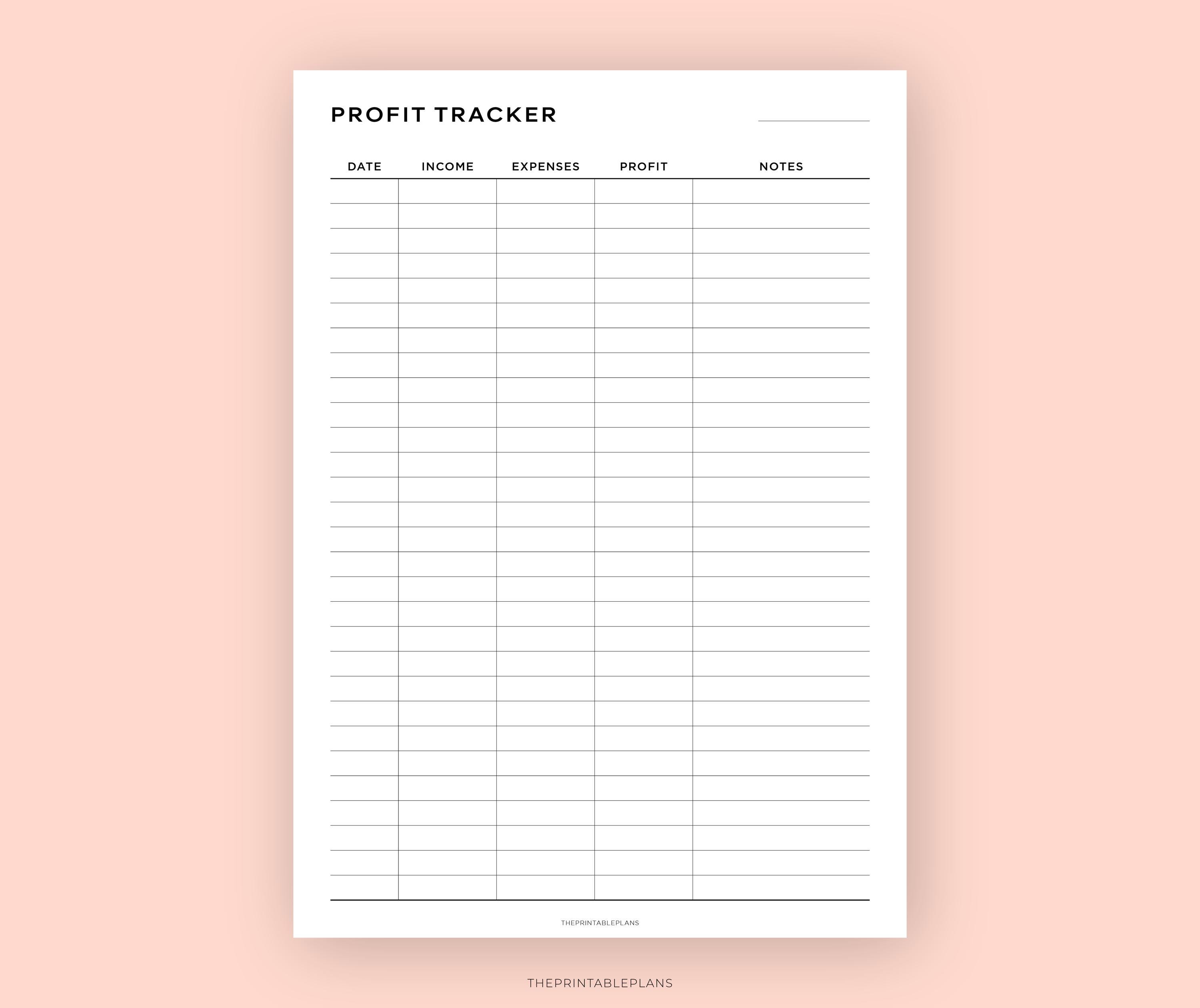 Simple Profit Tracker Printable, Sales Profit Log, Profit Calculator ...