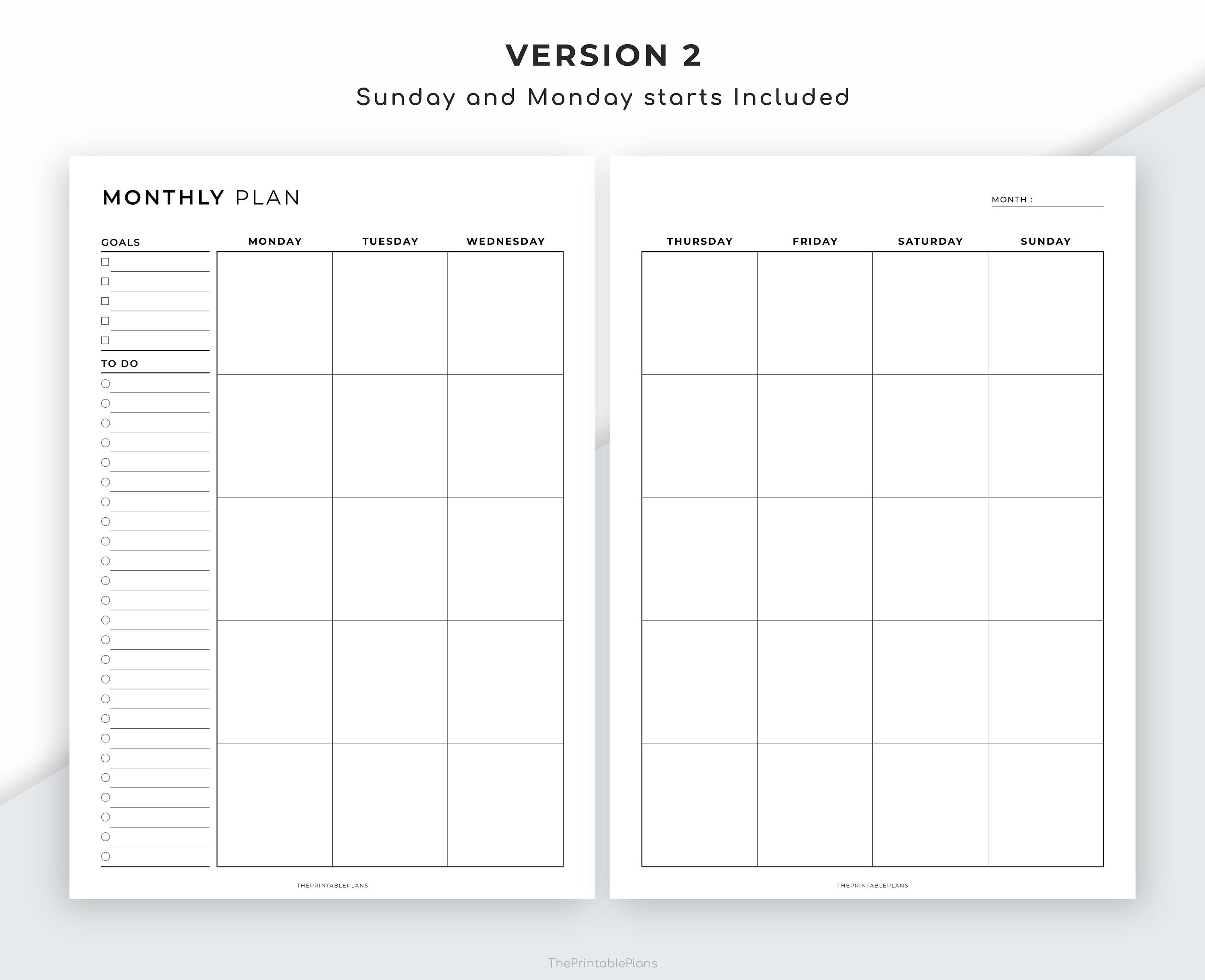 Monthly Goal Planner Printable, Monthly Planner, Productivity Planner ...