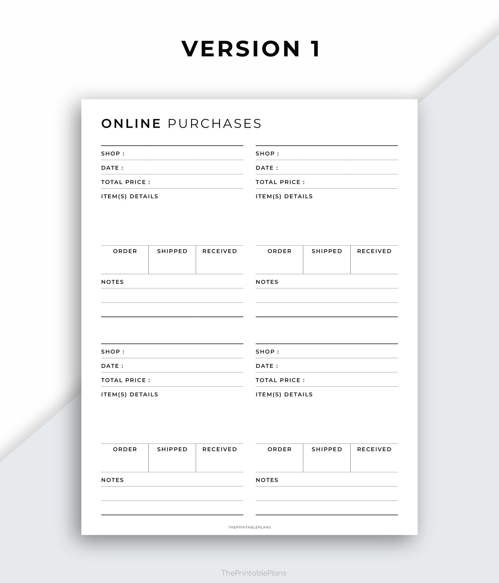 Online Purchases Tracker Printable, Order Tracker Template, Shopping List, Items to Buy ...