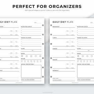 Daily Diet Planner Printable, Meal Planner, Food Diary, Menu Template ...