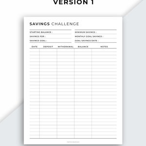 Savings Tracker Printable, Savings Challenge Printable, Saving Goal ...