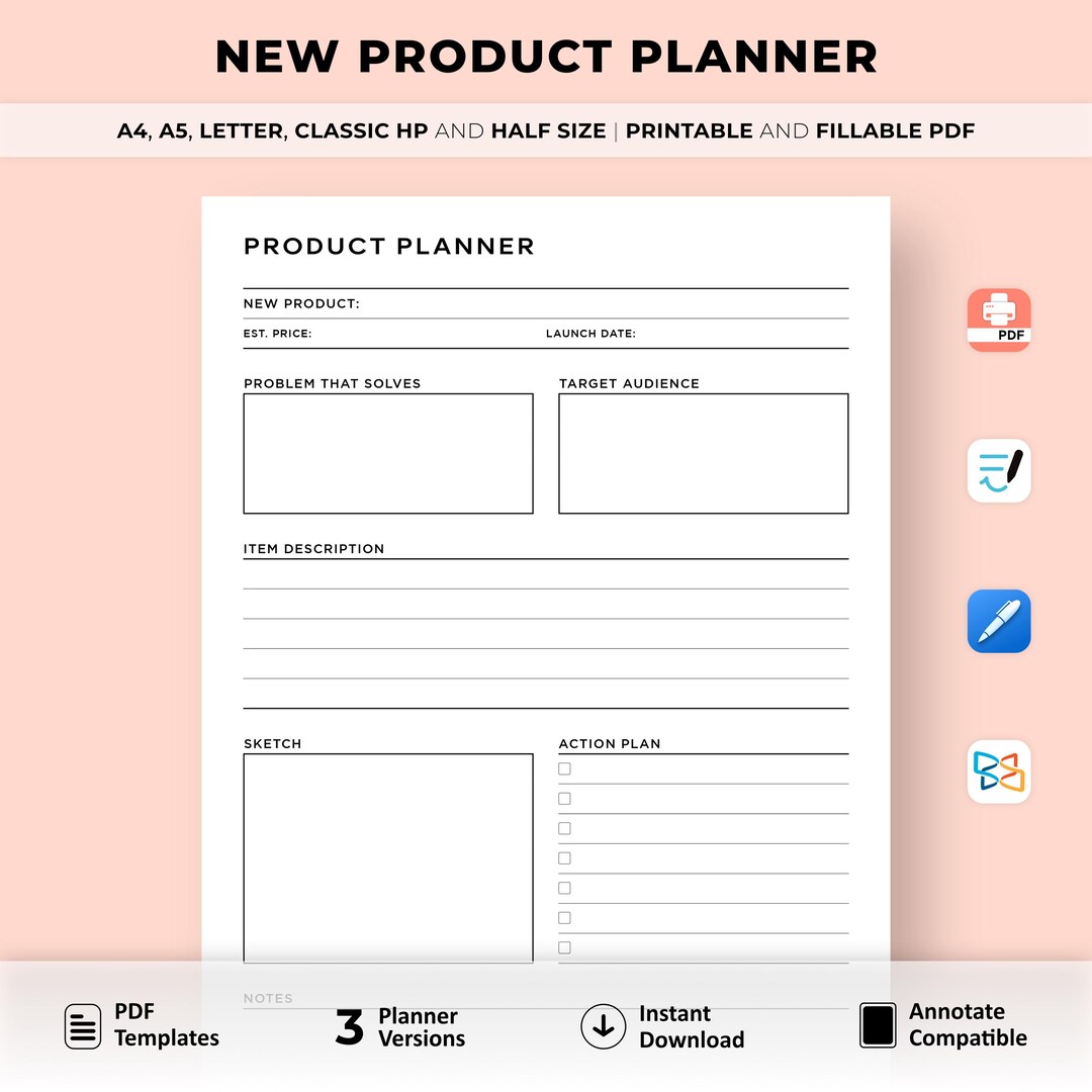 Product Planner Printable, New Product Planner, Product Development ...