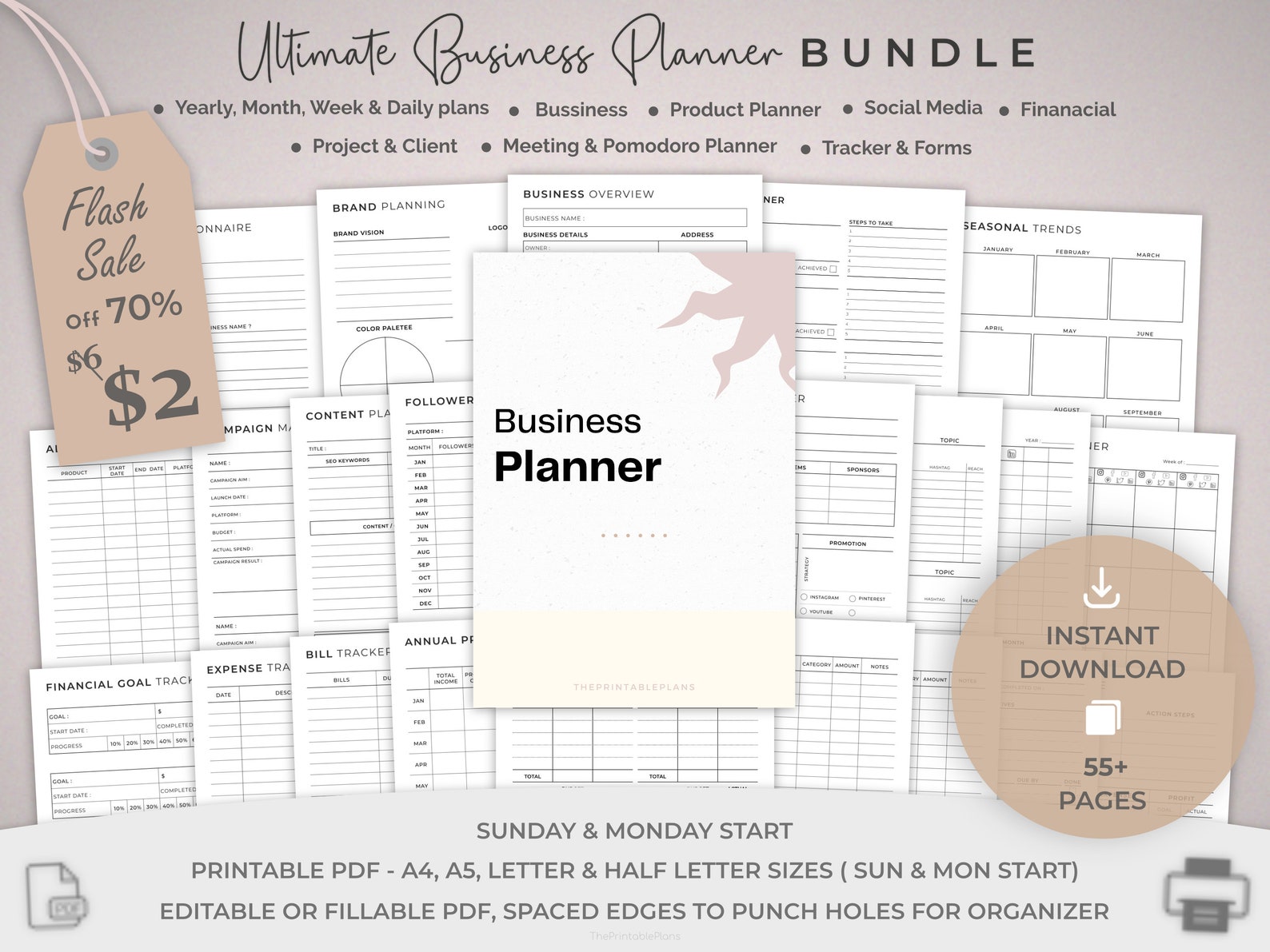Printable Business Planner Bundle Small Business Product and - Etsy