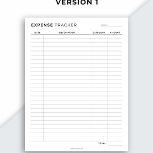 Expense Tracker, Spending Tracker, Expense Log, Purchase Log, Budget ...