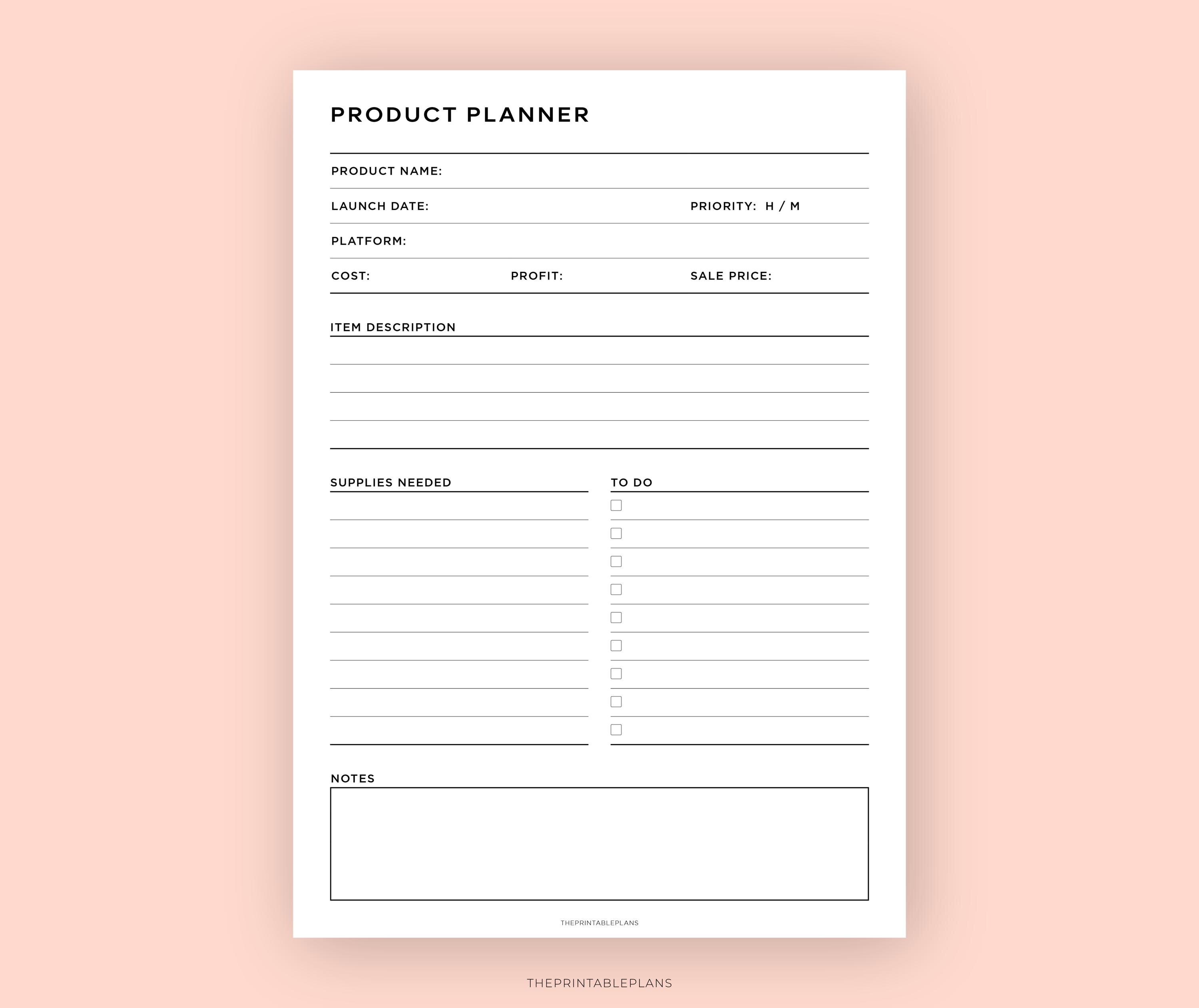 Product Planner Printable, New Product Planner, Product Development ...