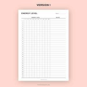 Daily Energy Level Tracker Printable, Monthly Energy Level Tracker ...