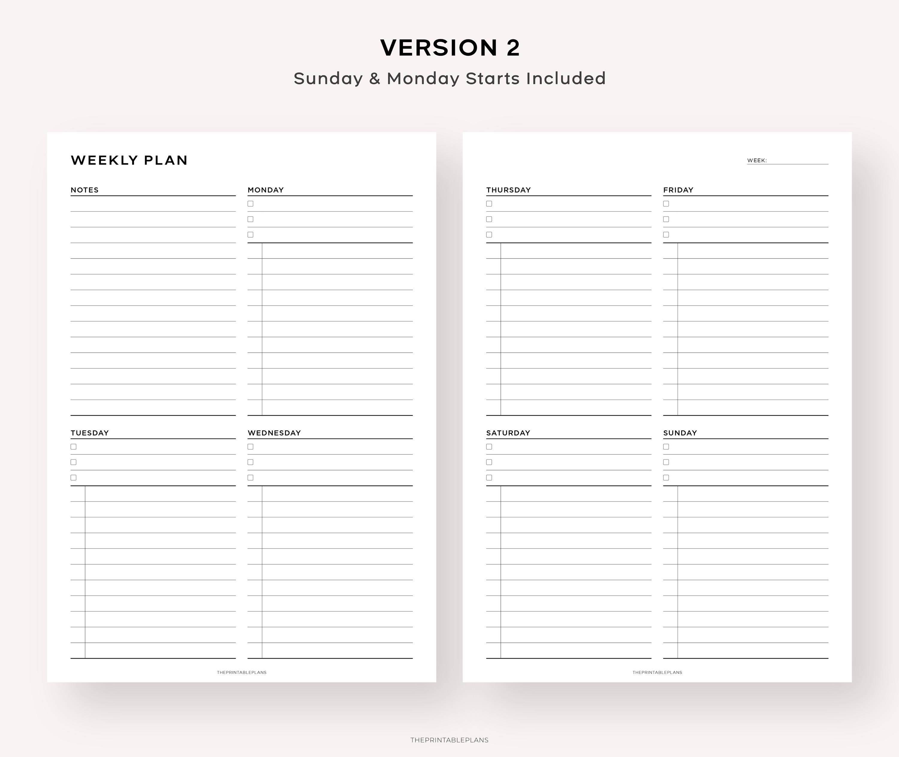 Weekly Planner on Two Pages, Weekly Schedule Organizer, to Do List ...