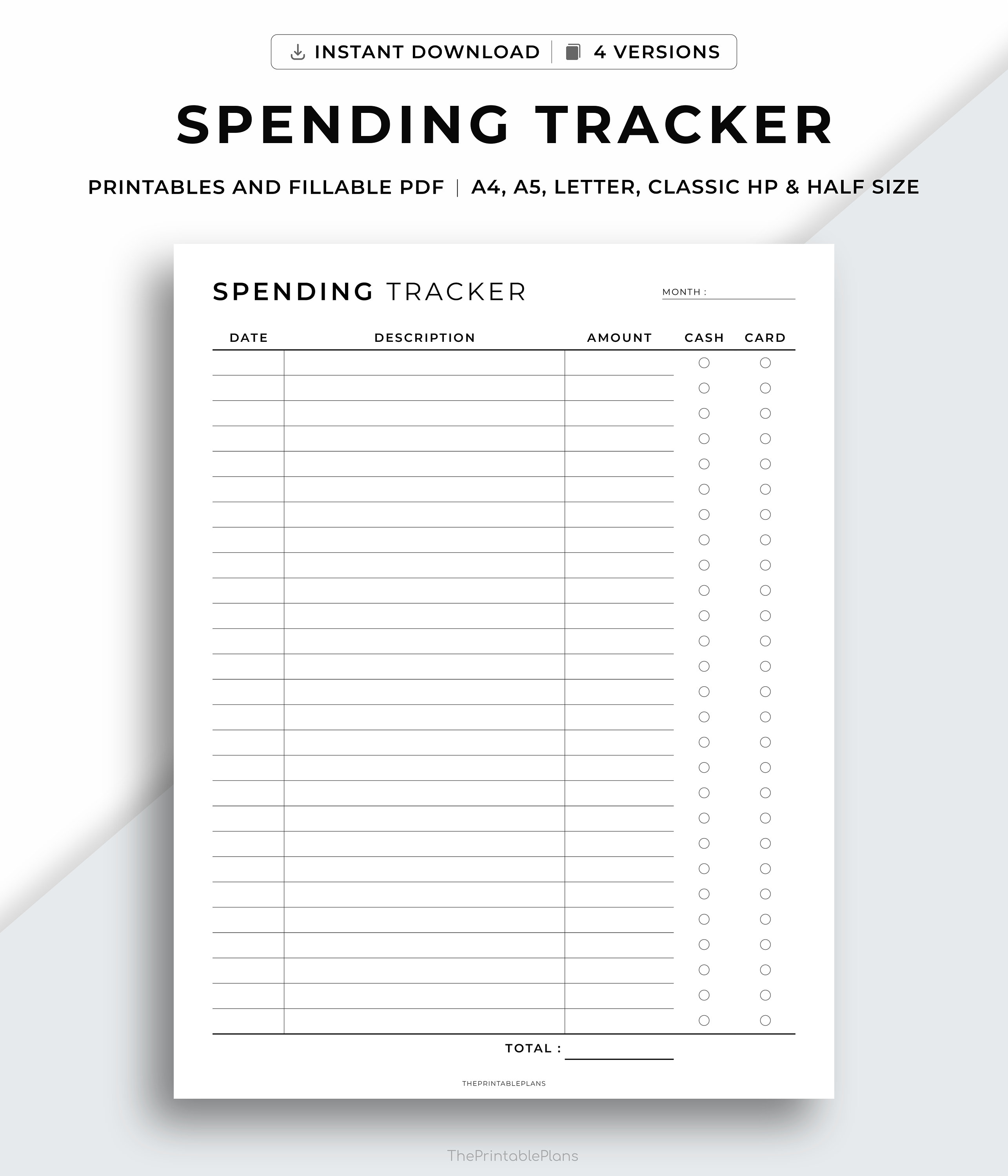 Spending Tracker Printable, Expense Tracker, Spending Planner, Budget ...