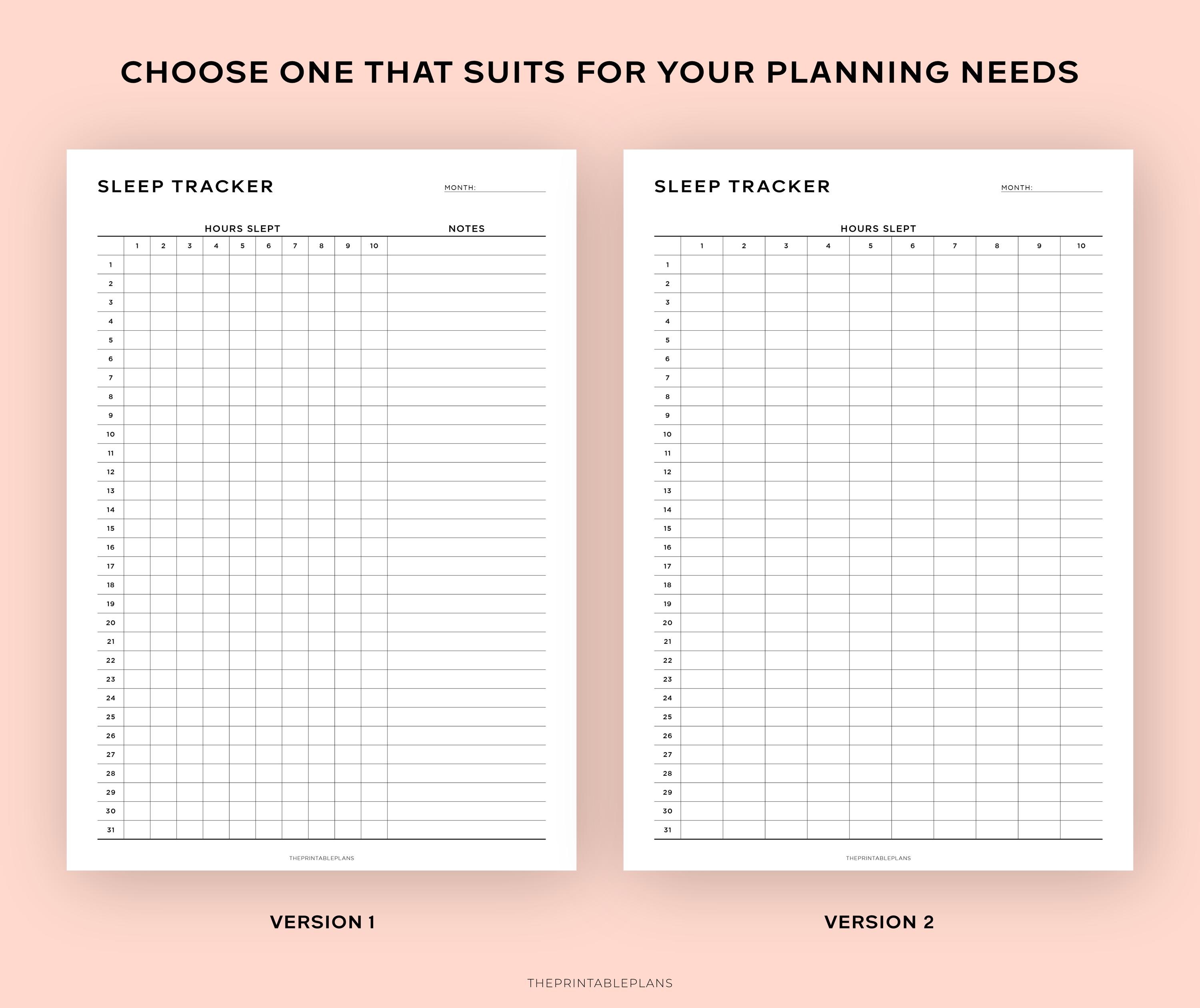 Sleep Tracker Printable, Sleep Quality Journal, Monthly Sleep Log ...