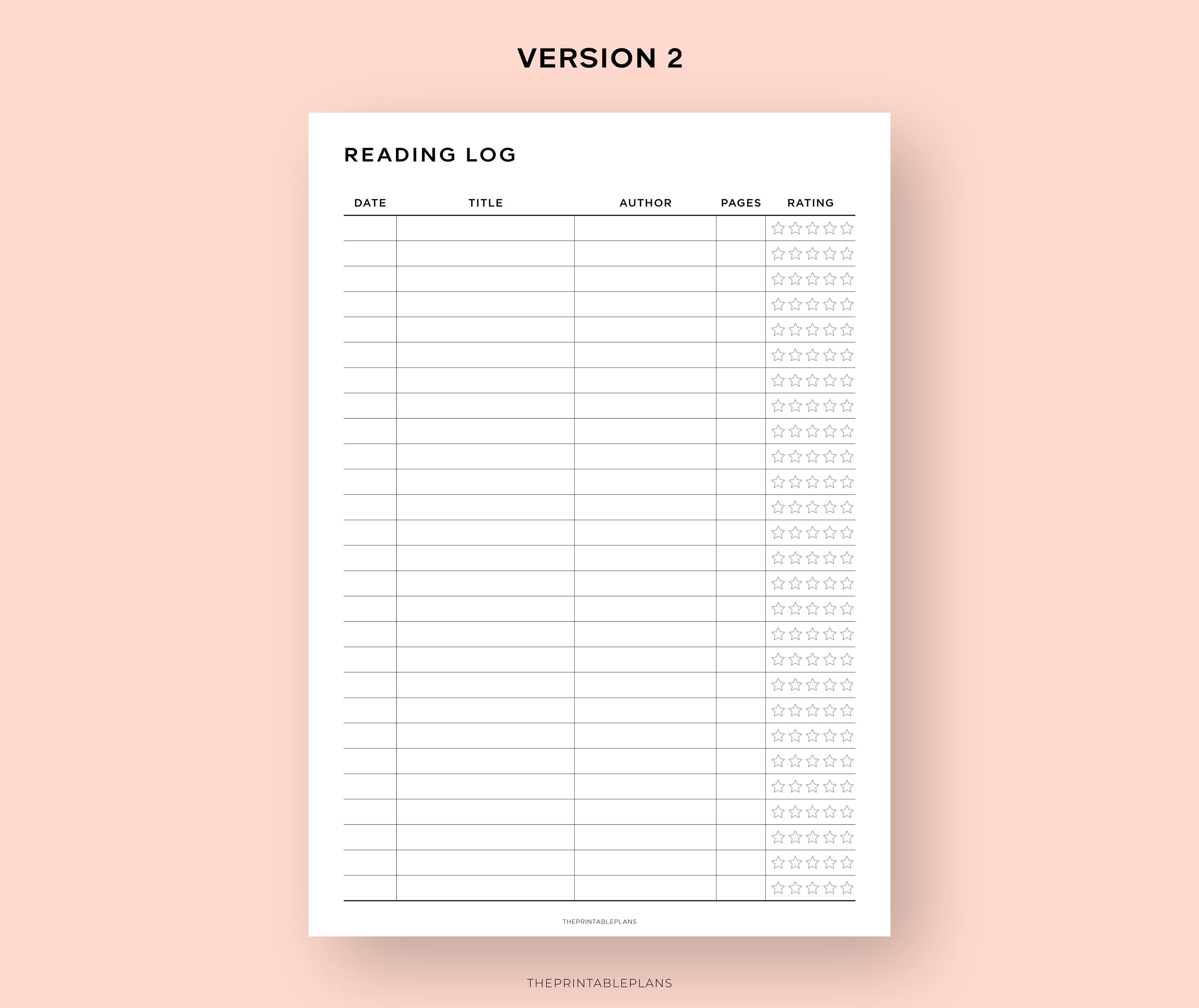 Reading Log Printable, Reading Tracker, Books to Read, Books I've Read ...