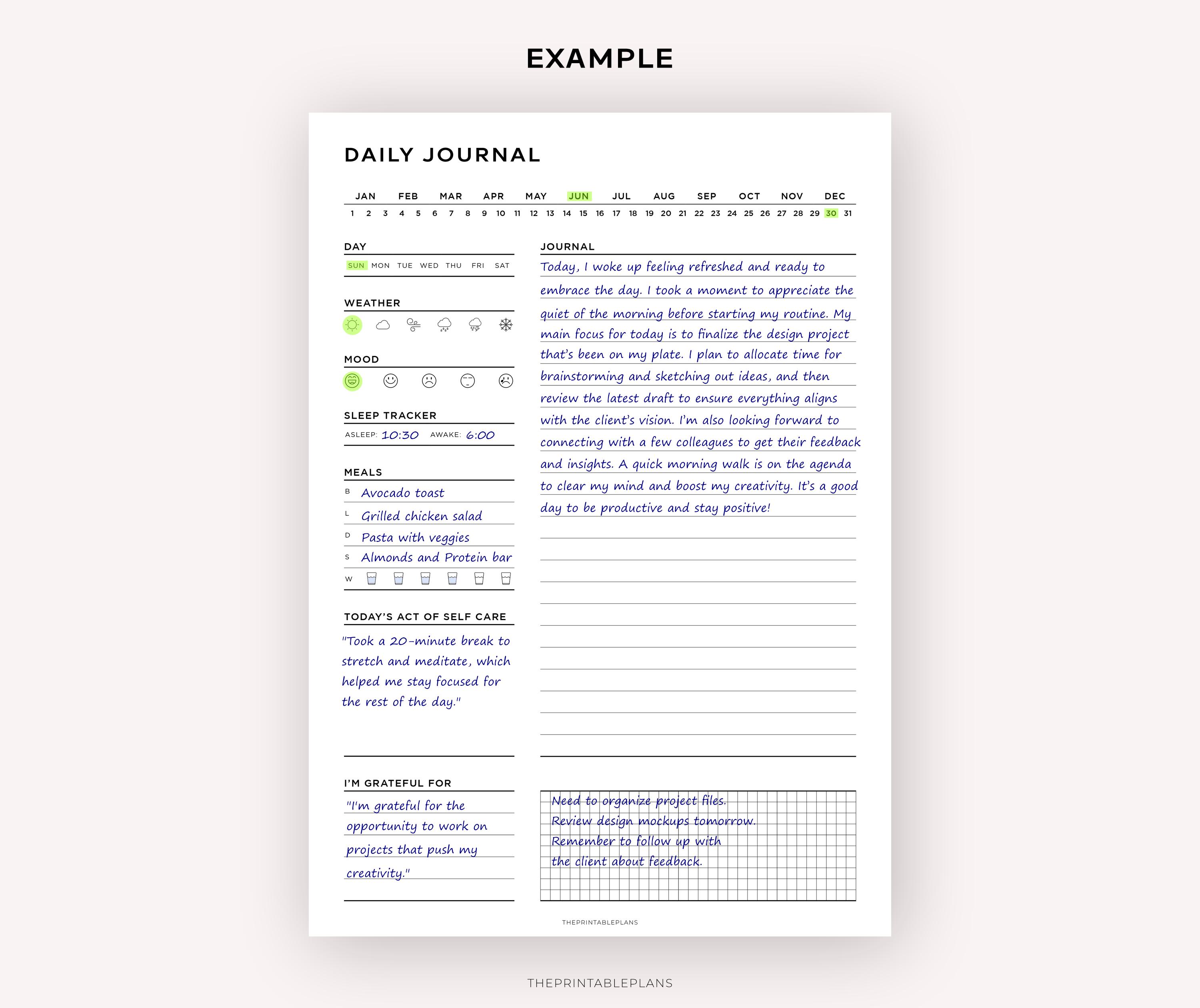 Daily Journal Printable, Goodnotes Journal, Diary Journal, Self Care ...