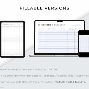 Checkbook Register Printable, Check Transaction Tracker, Checkbook ...
