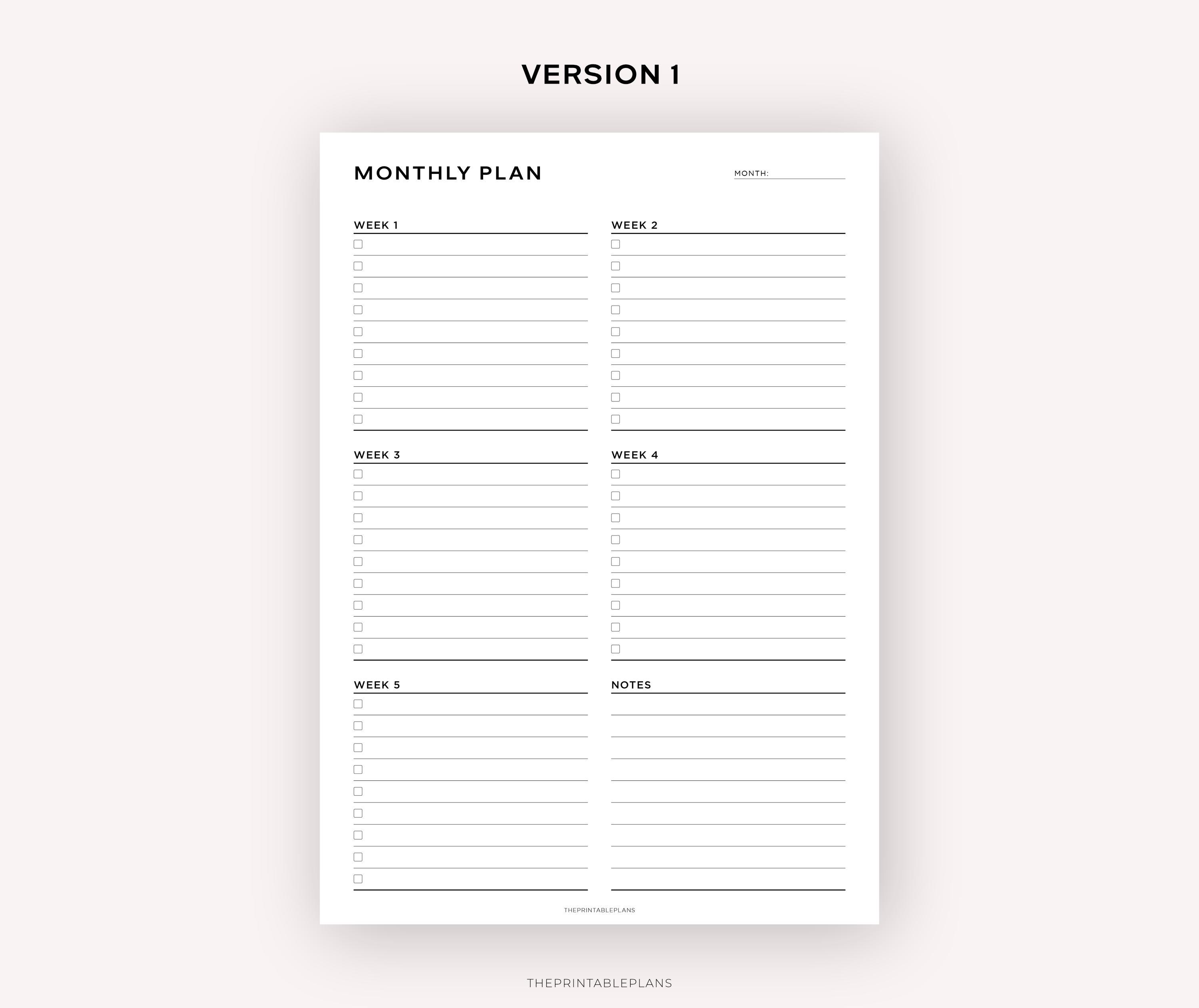 Monthly Task List, Monthly Planner Printable, to Do List Template ...