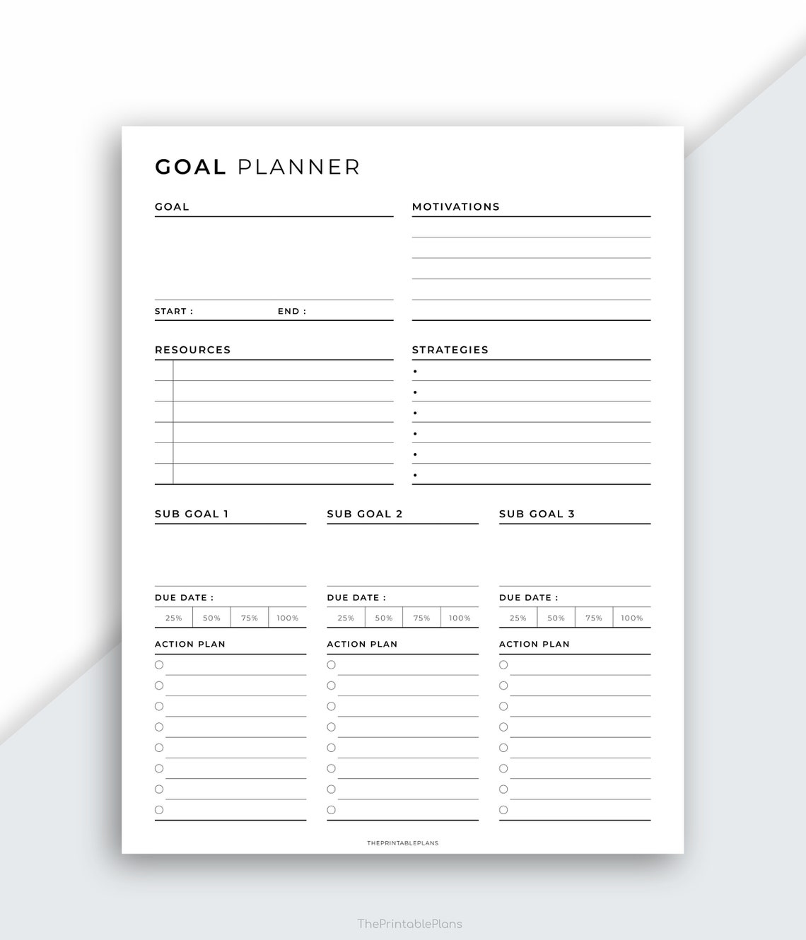Goal Planner Printable, Goal Setting, Goal Tracker, Productivity ...