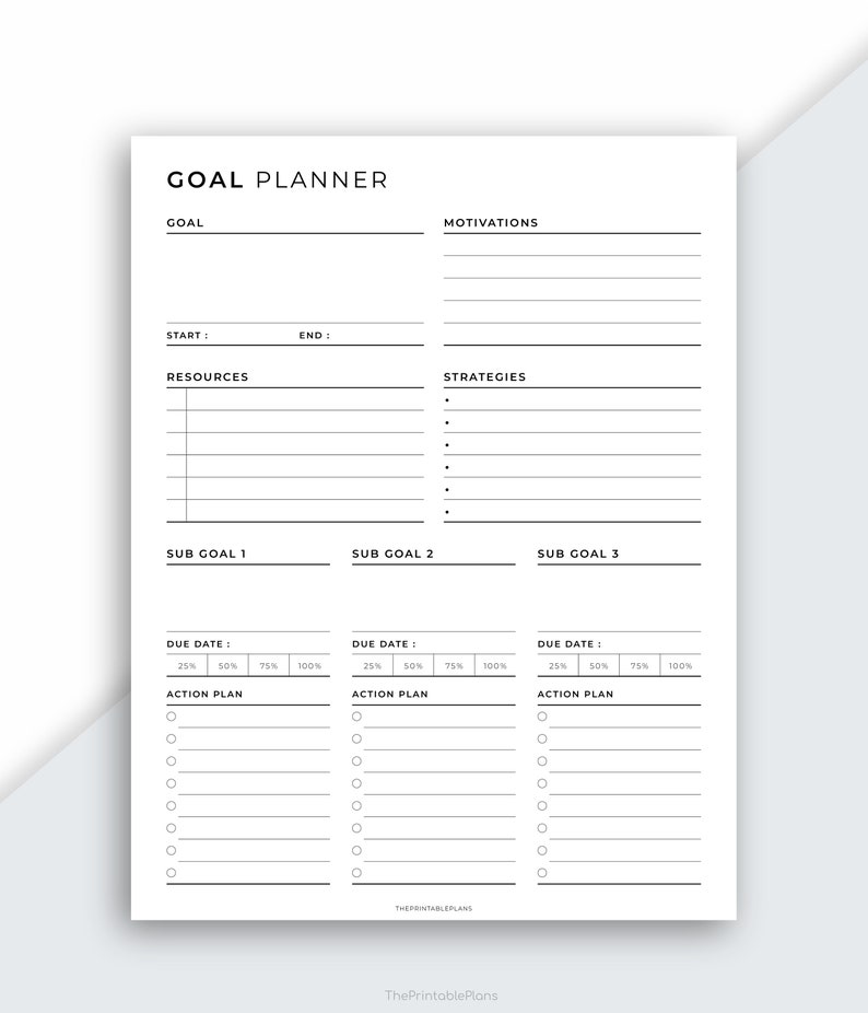 Goal Planner Printable, Goal Setting, Goal Tracker, Productivity ...