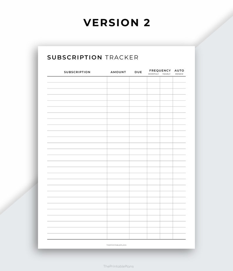 Subscription Tracker Printable, Membership Tracker, Subscription ...