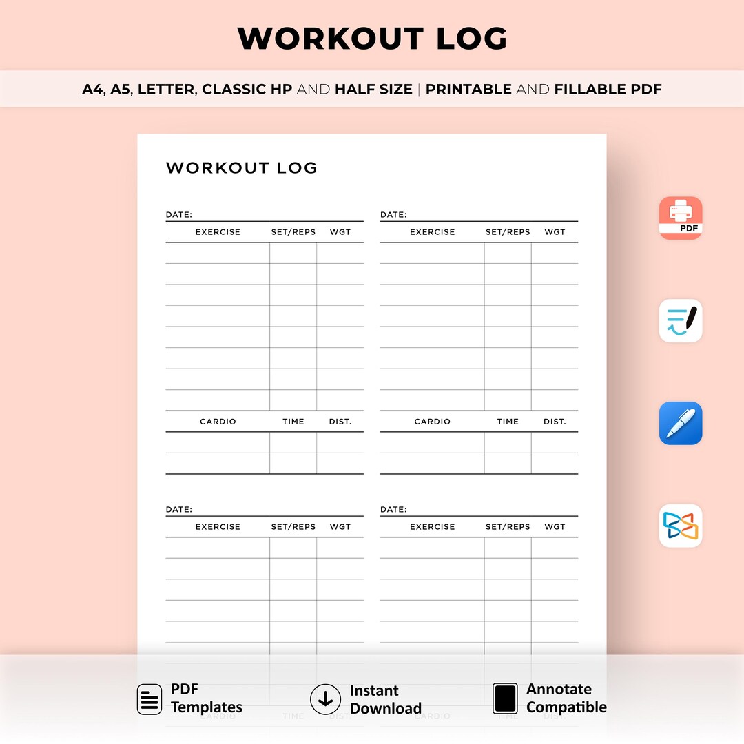 Workout Planner Printable, Workout Tracker, Workout Log, Health ...