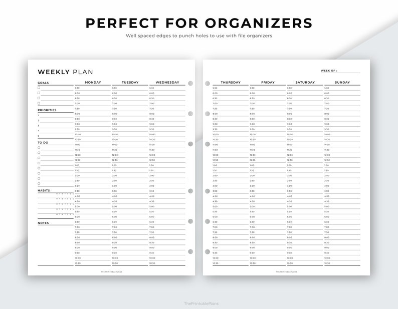 Weekly Hourly Planner Printable, Weekly Schedule, Daily Planner ...