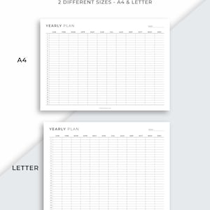 Landscape Printable Yearly Planner, Year at a Glance, Yearly Schedule ...