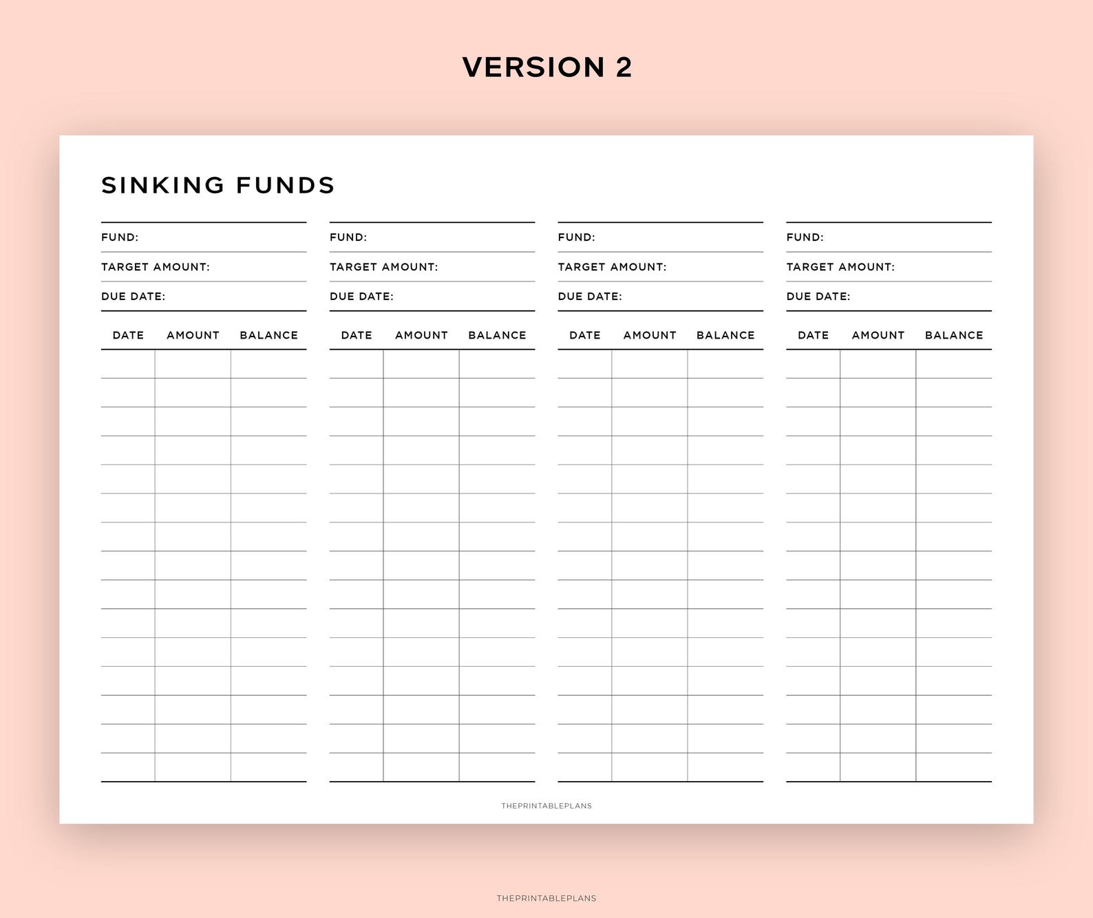 Sinking Funds Tracker Landscape, Savings Tracker Printable, Savings ...