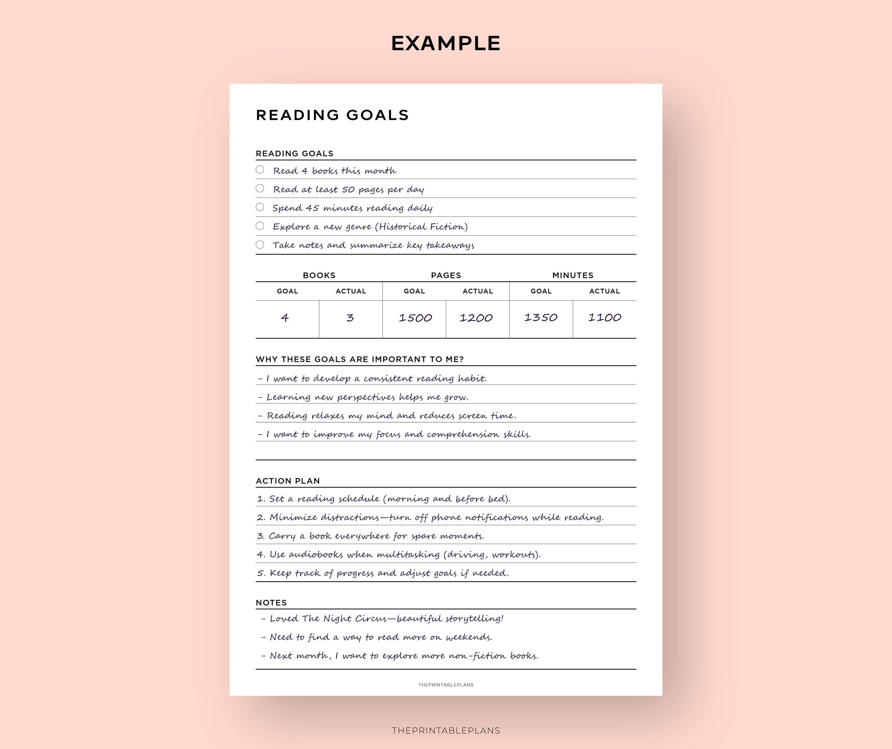 Reading Goal Planner Printable, Books to Read, Reading Log, Reading ...
