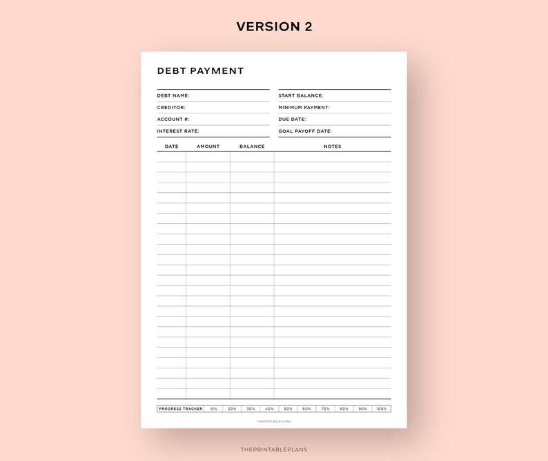 Debt Payment Tracker Printable, Debt Payoff Log, Debt Repayment Plan ...