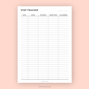 Simple Step Tracker Printable, Step Log Template, Walking Journal ...