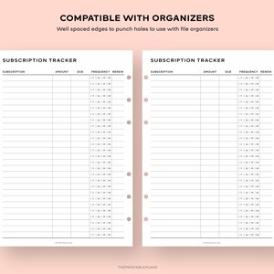 Subscription Tracker Printable, Membership Tracker, Subscription ...