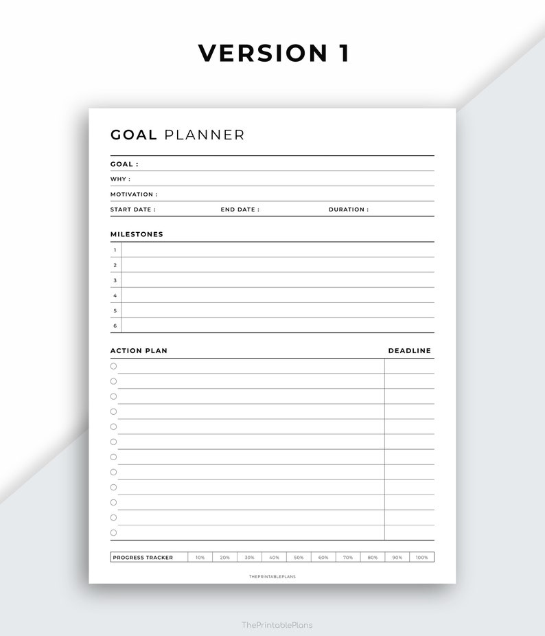 Goal Planner Printable, Goal Setting, Goal Action Plan, Goal Tracker ...