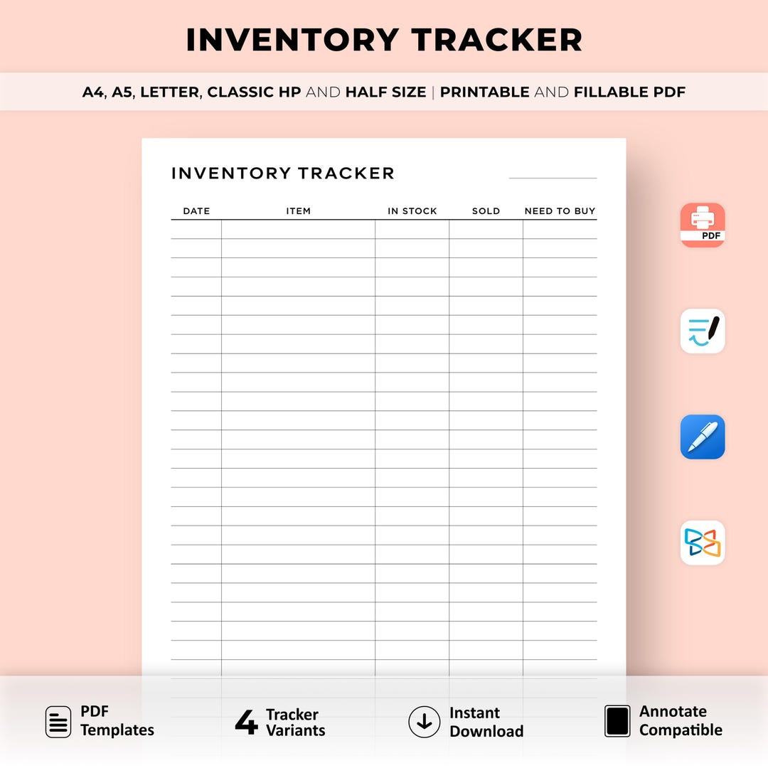 Inventory Tracker Printable, Inventory Management Form, Inventory Sheet ...