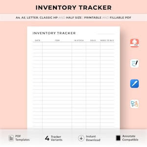 Inventory Tracker Printable, Inventory Management Form, Inventory Sheet, Small Business ...