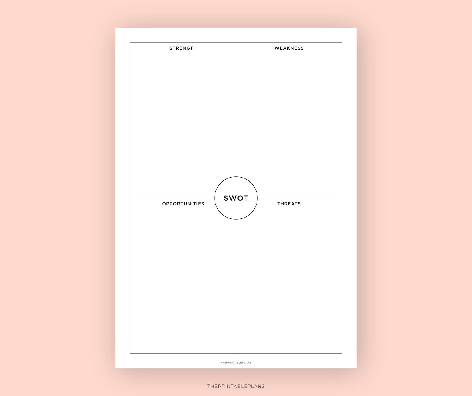 SWOT Analysis Printable, SWOT Analysis Template, Business Plan Template ...